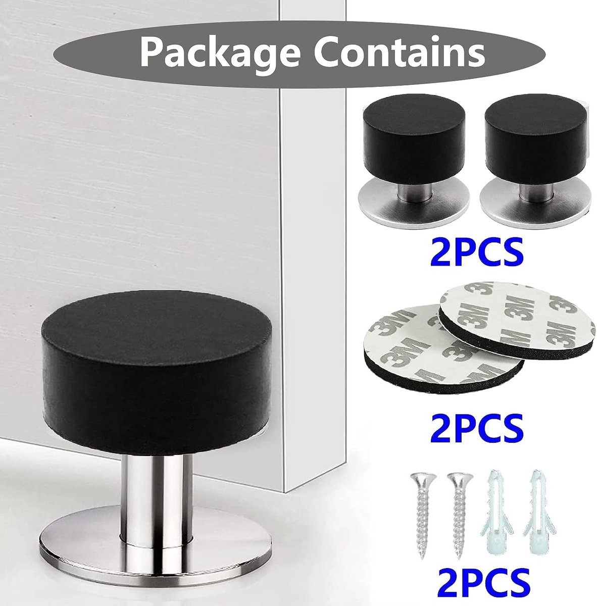 Deurstopper muur, 2 stuks deurstopper, deurstopper vloer, roestvrij ...