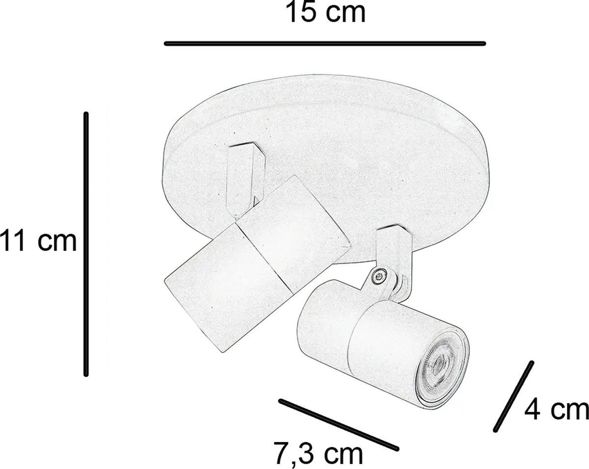 Highlight - Spot Picollo 2 lichts Ø 15 cm incl mini GU10 wit | bol