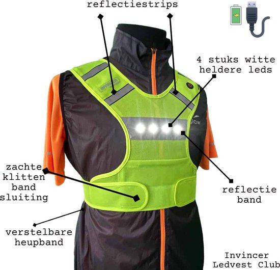 Invincer® - Hardloop verlichting - Reflectie LED vest - Hardloopvest ...