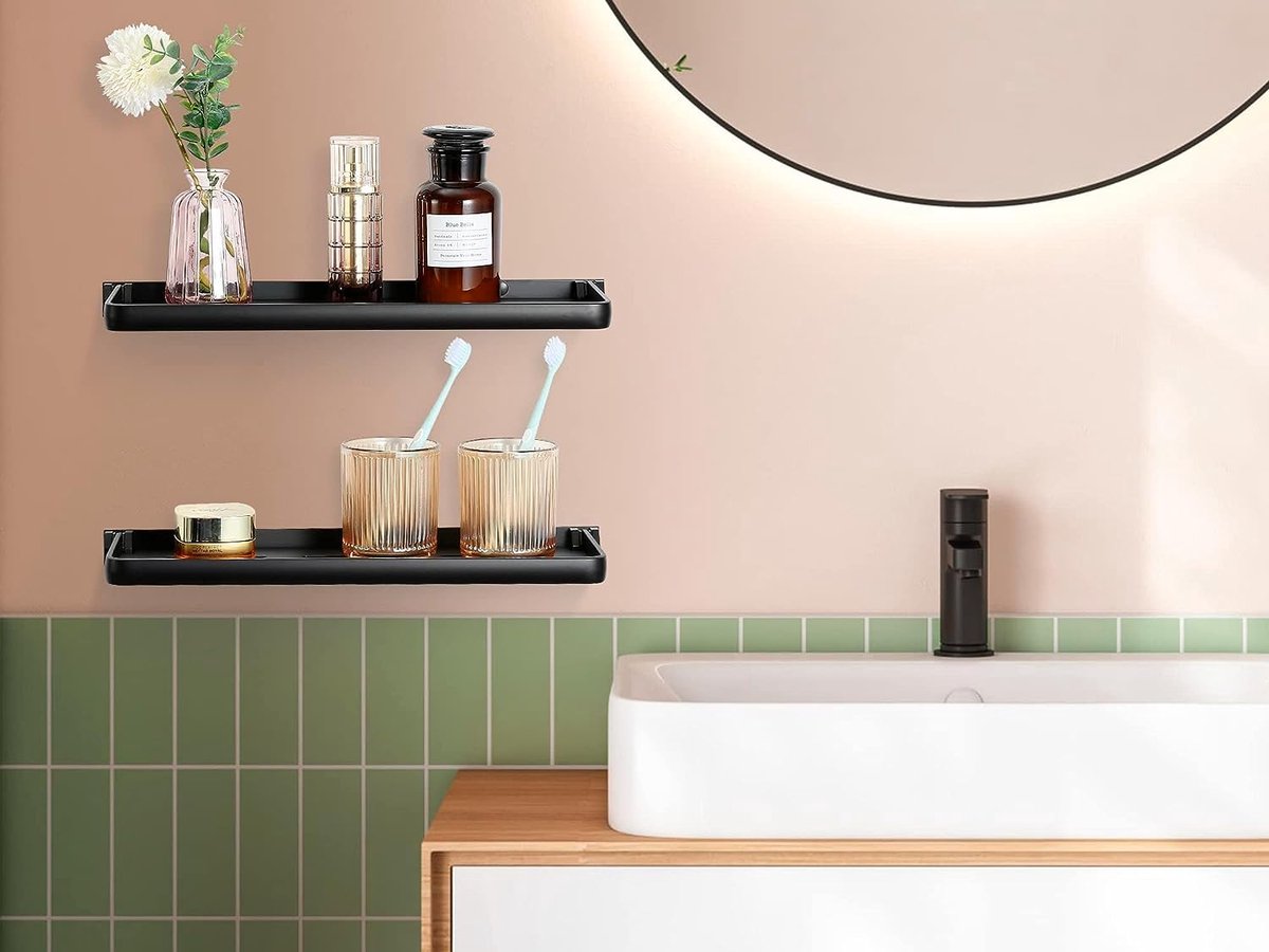 2 x étagère de douche sans perçage pliable 40 cm étagère de salle de ...