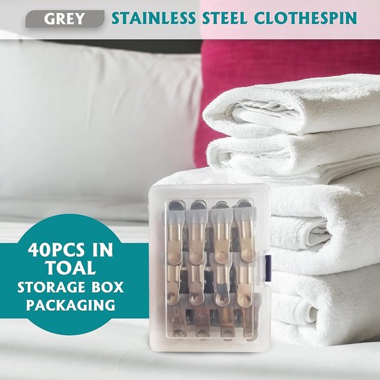Épingles à linge Inox - Lot de 40 Pinces à Linge Métal - Pinces à Linge ...