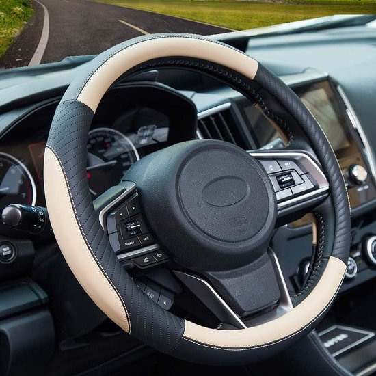 Leren stuurhoes voor het autostuur; 37 - 38 cm; antislip; universeel ...