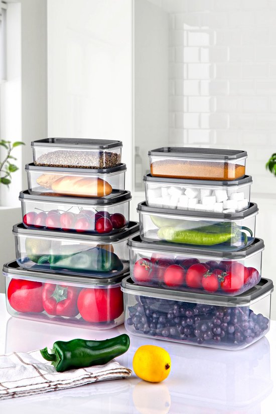 Nandy Home - Embox Voorraadpotten (10-delig) - Antraciet - Kunststof ...