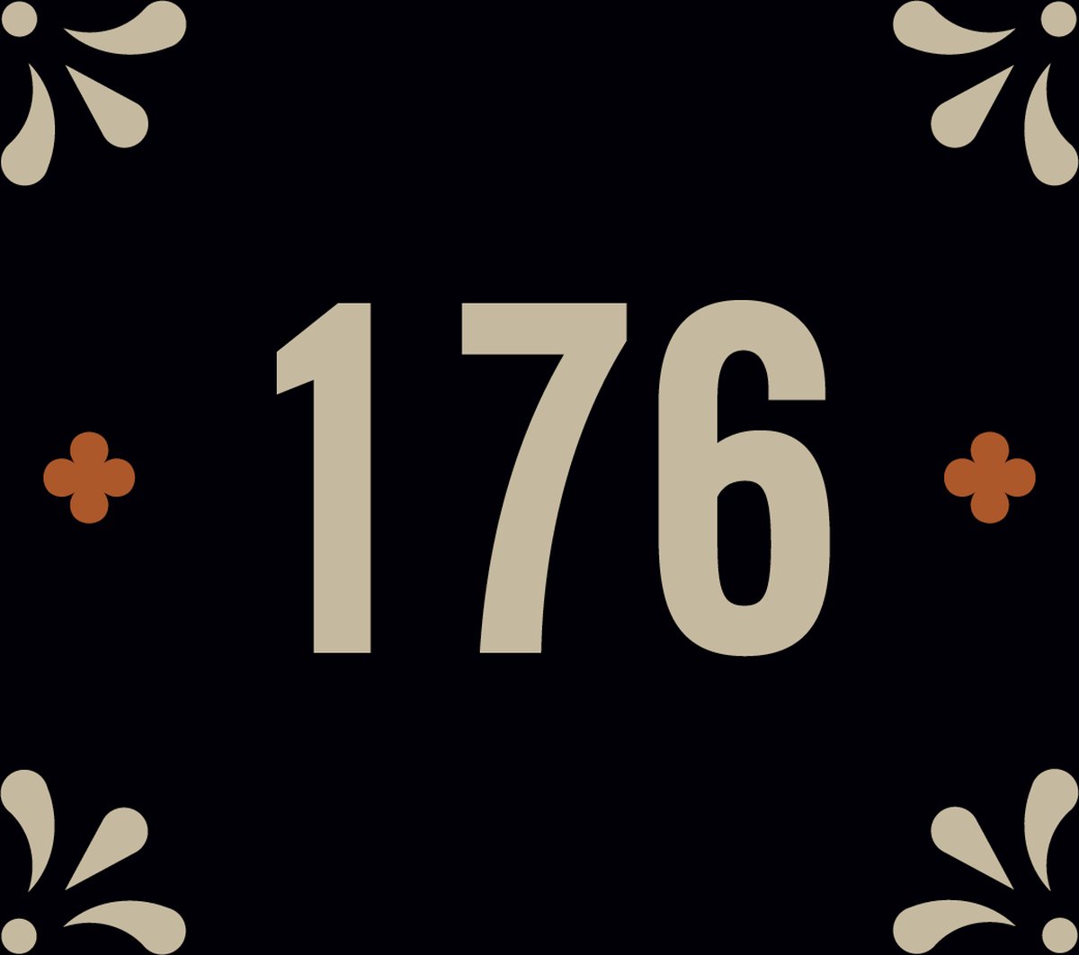 Huisnummerbord nummer 176 | Huisnummer 176 |Zwart huisnummerbordje ...