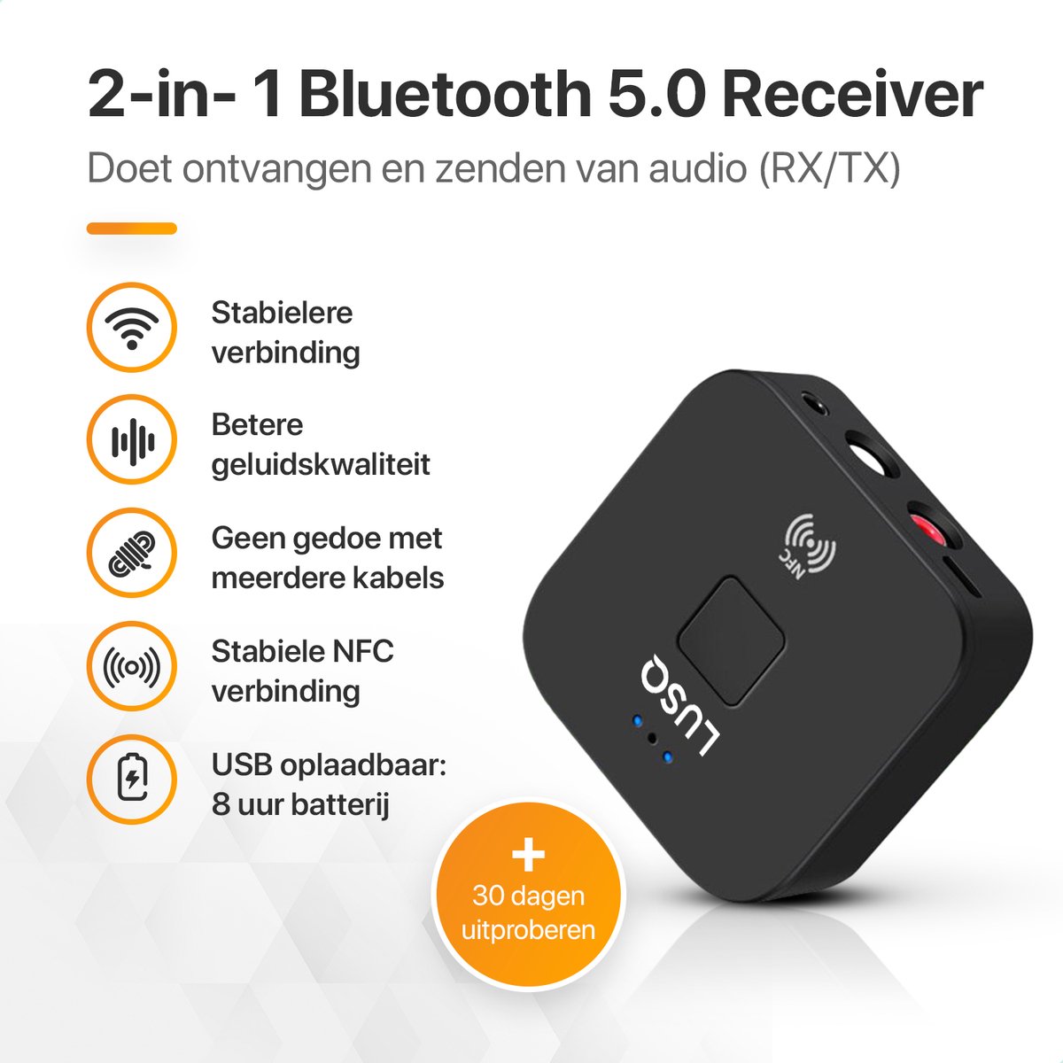 LUSQ® Bluetooth 5.0 Receiver - Draadloze Ontvanger - Bluetooth Zender ...