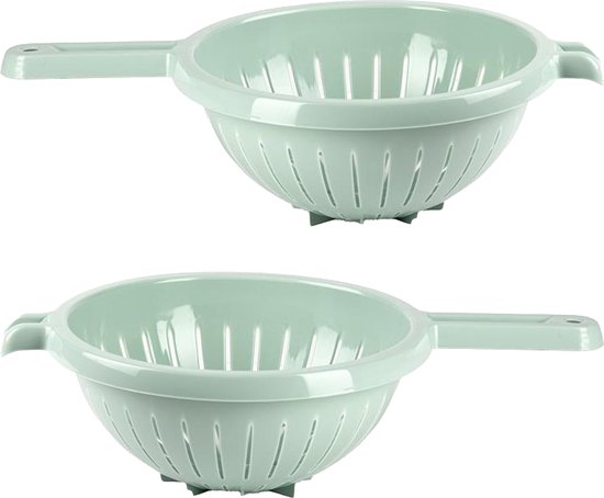 Plasticforte Keuken vergiet/zeef met handvat - 2x - kunststof - Dia 23 ...