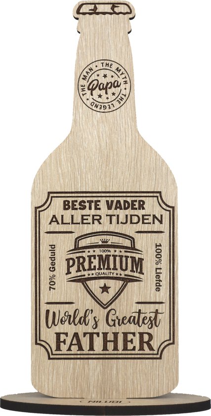 Vaderdag Cadeau | Houten Wenskaart | Beste Vader Aller Tijden | Kaart ...