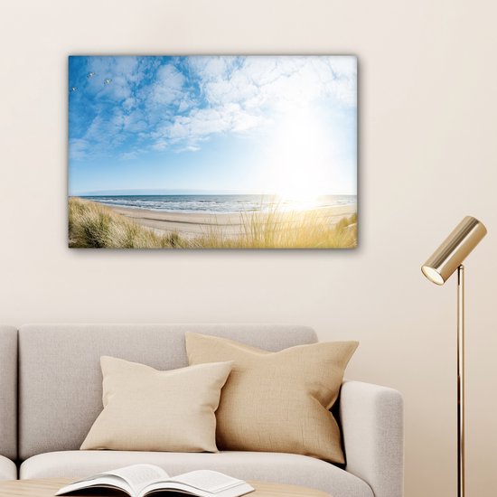Canvas schilderij 150x100 cm - Wanddecoratie Strand - Zee - Vogels - Zomer - Planten -... | bol
