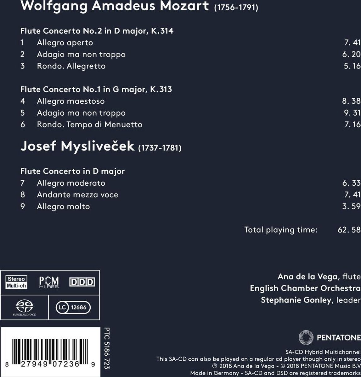 Ana de la Vega - Mozart and Myslivecek Flute Concertos (Super Audio CD ...