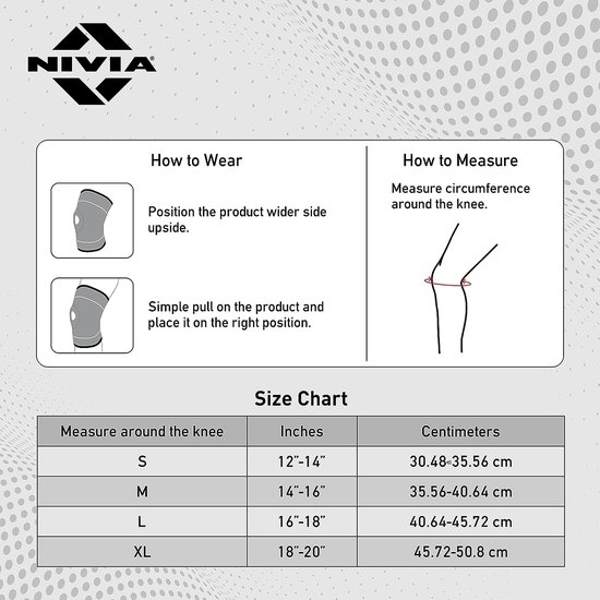 NIVIA Orthopedische Patella Instap Kniebrace (Zwart/Rood, Maat - Klein ...