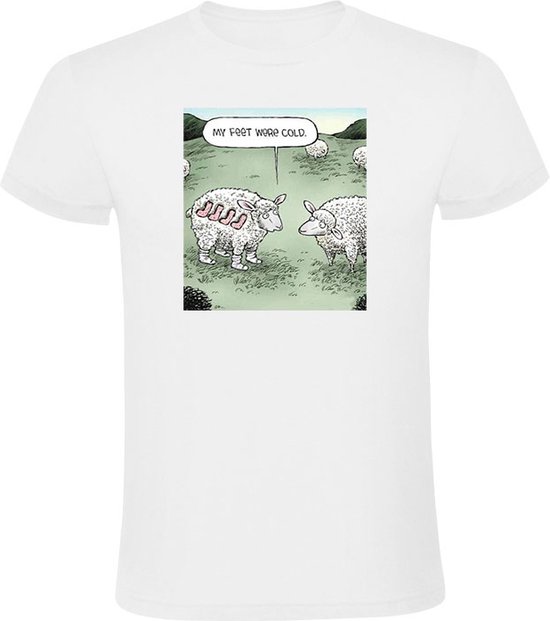 Mijn voeten waren koud Heren T-shirt - dieren - schaap - wol - koude ...