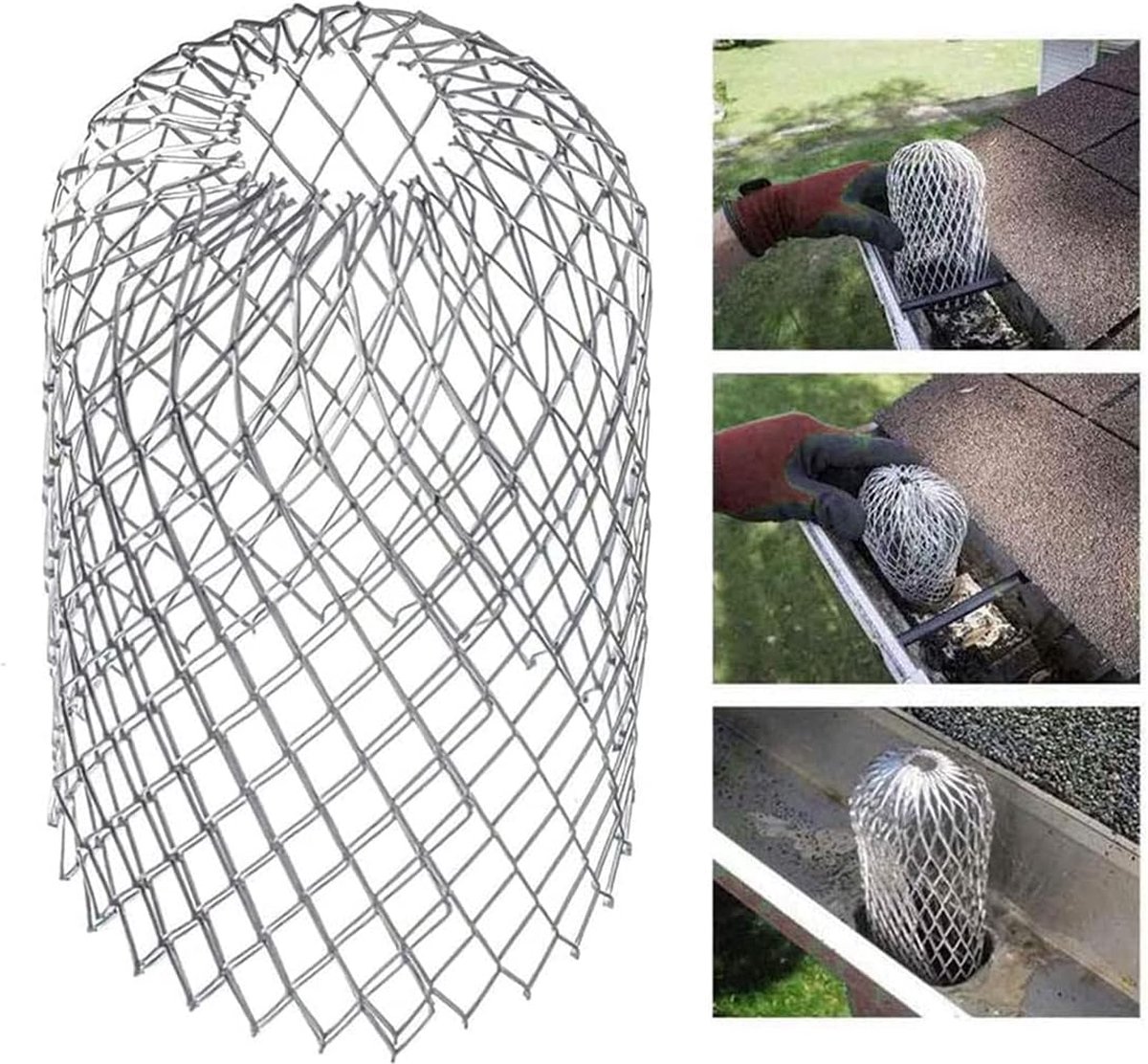 4 stuks regenpijp beschermer metaal, goot zeef filter gaas regenpijp ...