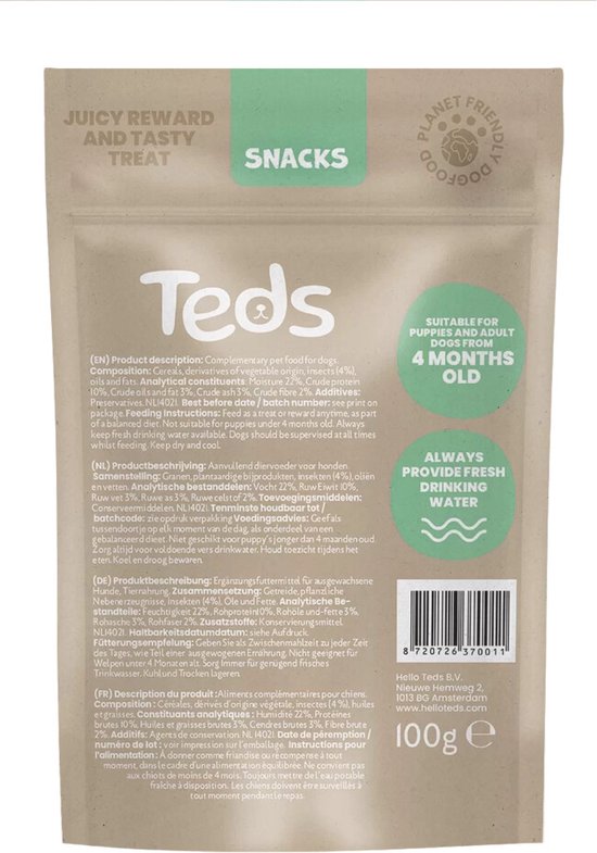 10x Teds Honden Trainer Snack Insect 100 gr | bol