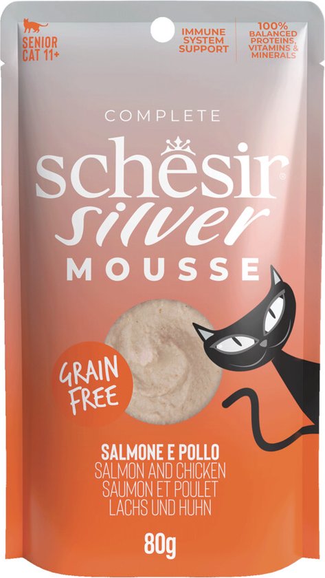 12x Schesir Silver Kat Mousse Zalm 80 gr | bol