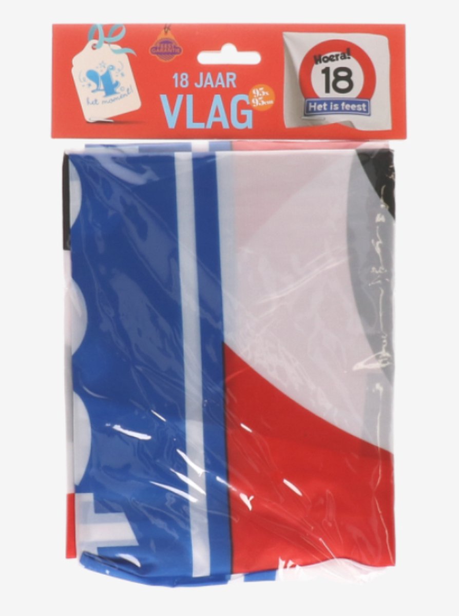 18 Jaar Vlag - 95x95cm - Hoera het is Feest - Verkeersbord - 18 jaar ...