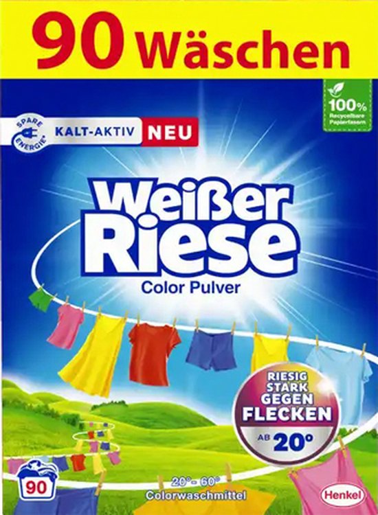 Witte Reus Waspoeder Color - 90 wasbeurten - 4,5 kg | bol