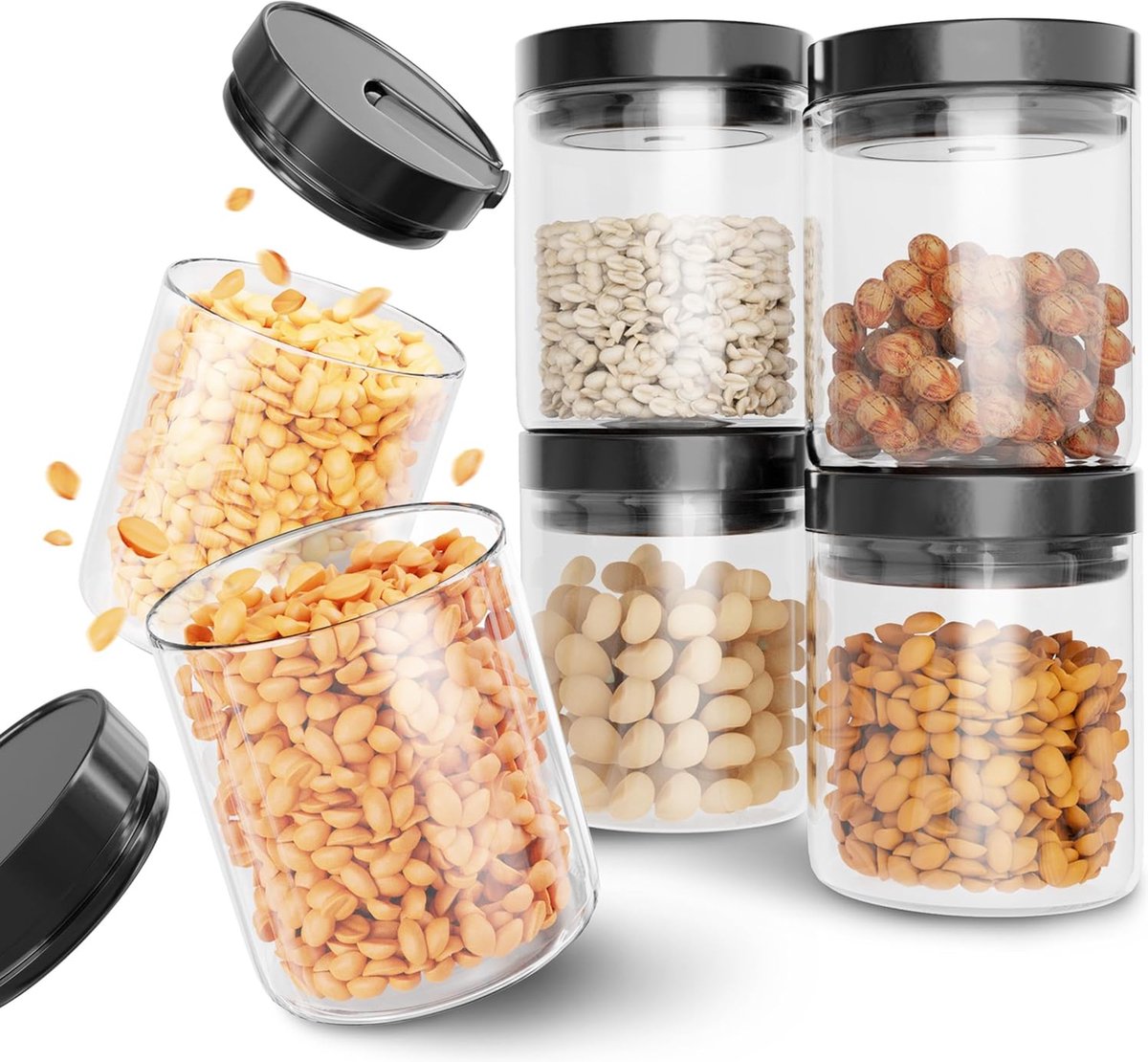Voorraadpotten met lucht- en waterdicht afsluitdeksel, BPA-vrij ...