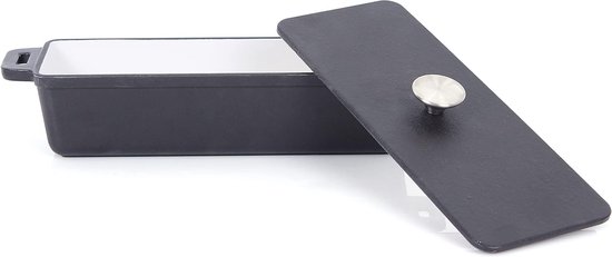 Broodbak/ovenschaal van gietijzer, braadpan met deksel, bakvorm ...