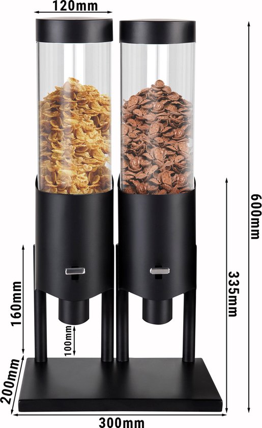 Cornflakes dispenser - Dubbel - Ø 120mm - Zwart - Hendeldispenser | GGM ...