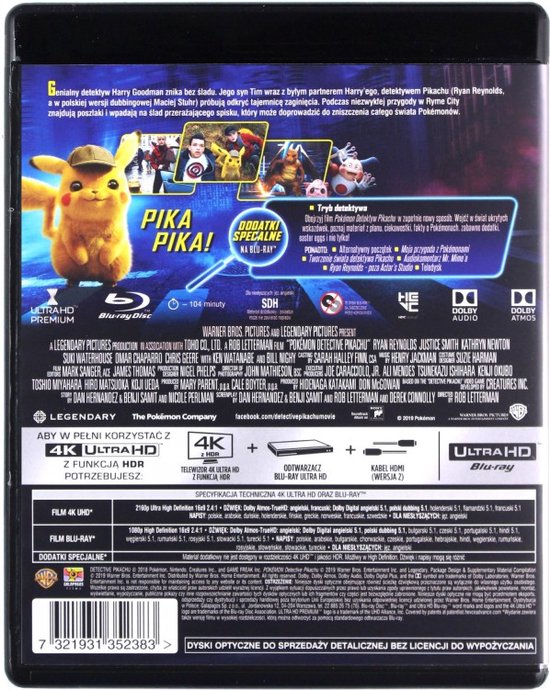 Pokémon: Detective Pikachu [Blu-Ray 4K]+[Blu-Ray], Rita Ora | Dvd's | bol