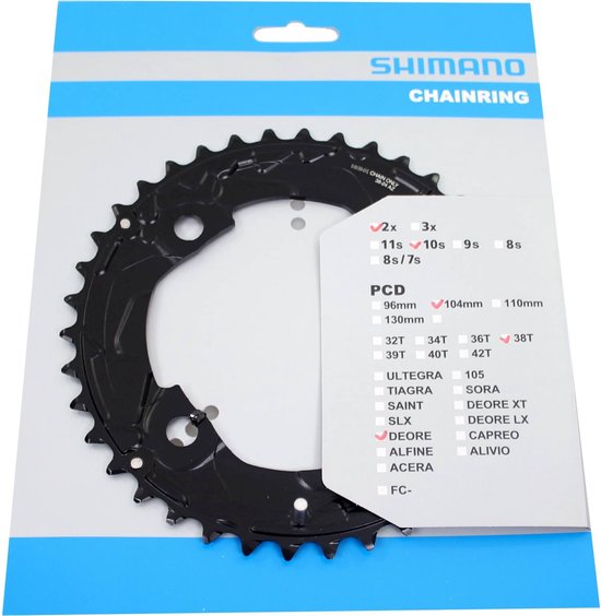 Shimano Kettingblad Deore Fc-m617 38t-az 2x10s 104 Mm Zwart | bol