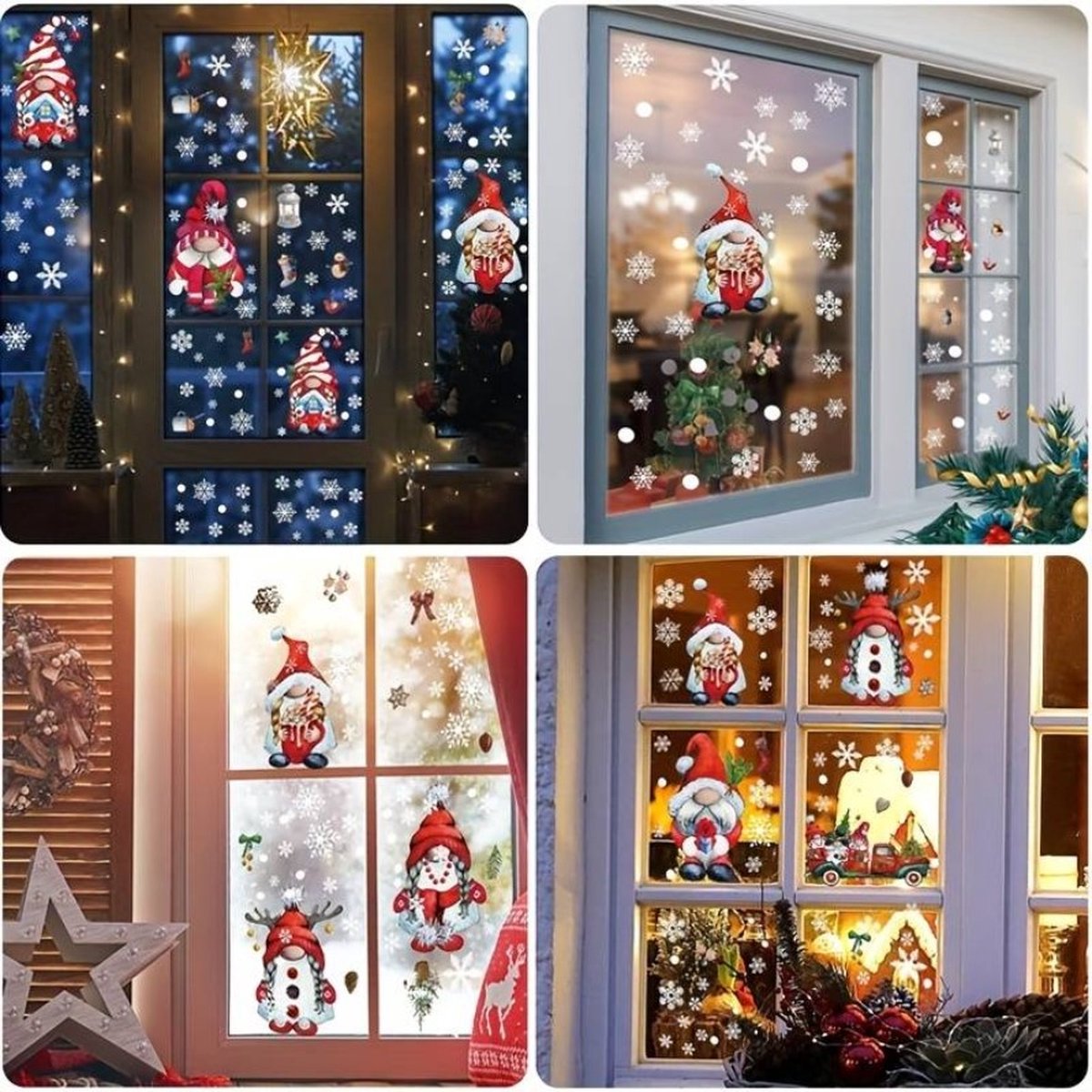 Raamsticker - Kerst - Gnoom Rood - Raamdecoratie - Statisch - Raamfolie ...