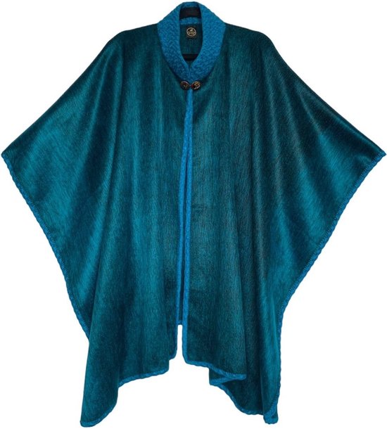 Alpaca D'Luxe Poncho - Turquoise - Zacht en van Kwaliteit - Poncho - Dames - Heren -... | bol.com