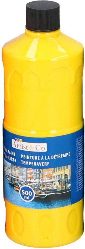 1x Hobby/knutsel acrylverf / temperaverf - Geel - Fles 500 ml - Gele ...