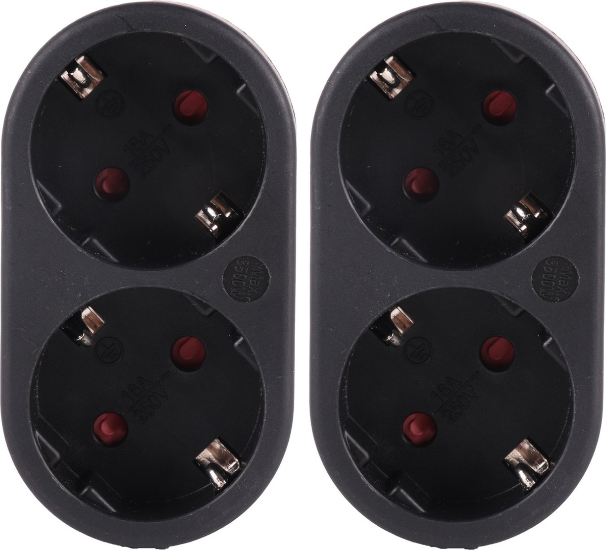 Benson Stopcontact splitter - 2x - duo - zwart - randaarde ...