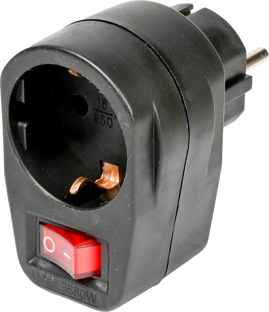 Benson Stopcontact adapter - 3x - zwart - met randaarde en schakelaar ...