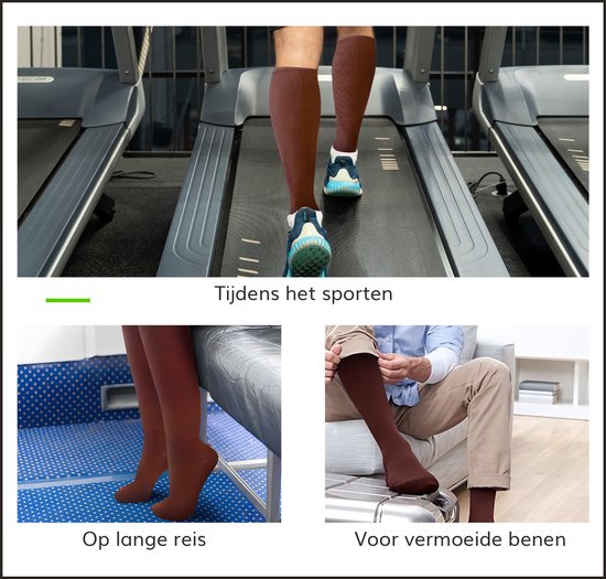 Premium Duopack Compressiekousen Bruin - Compressie Kousen Sokken ...
