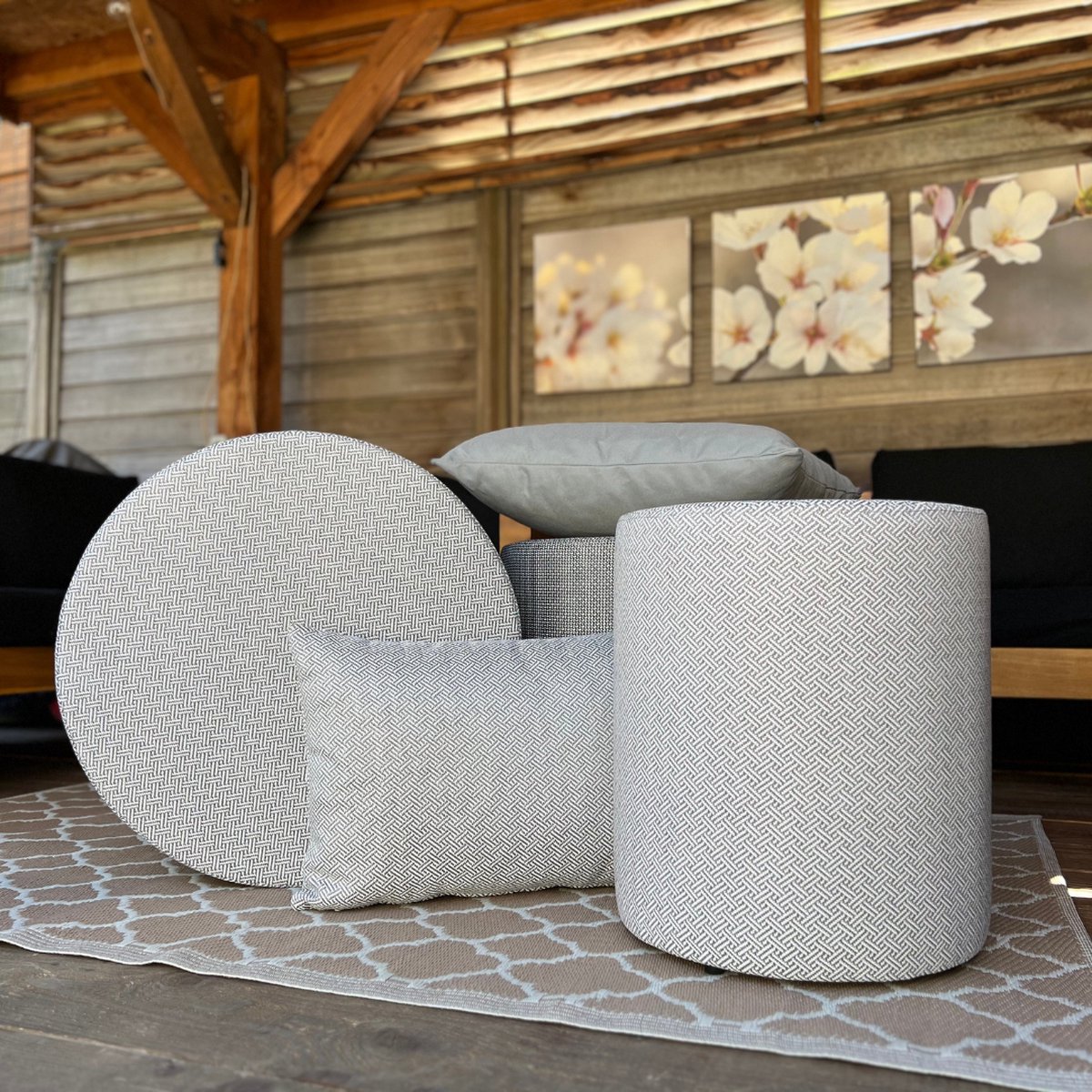 Outdoor poef Sea - Tuin bijzettafel - Lounge tafel - Beige - 60⌀ - Tuin ...