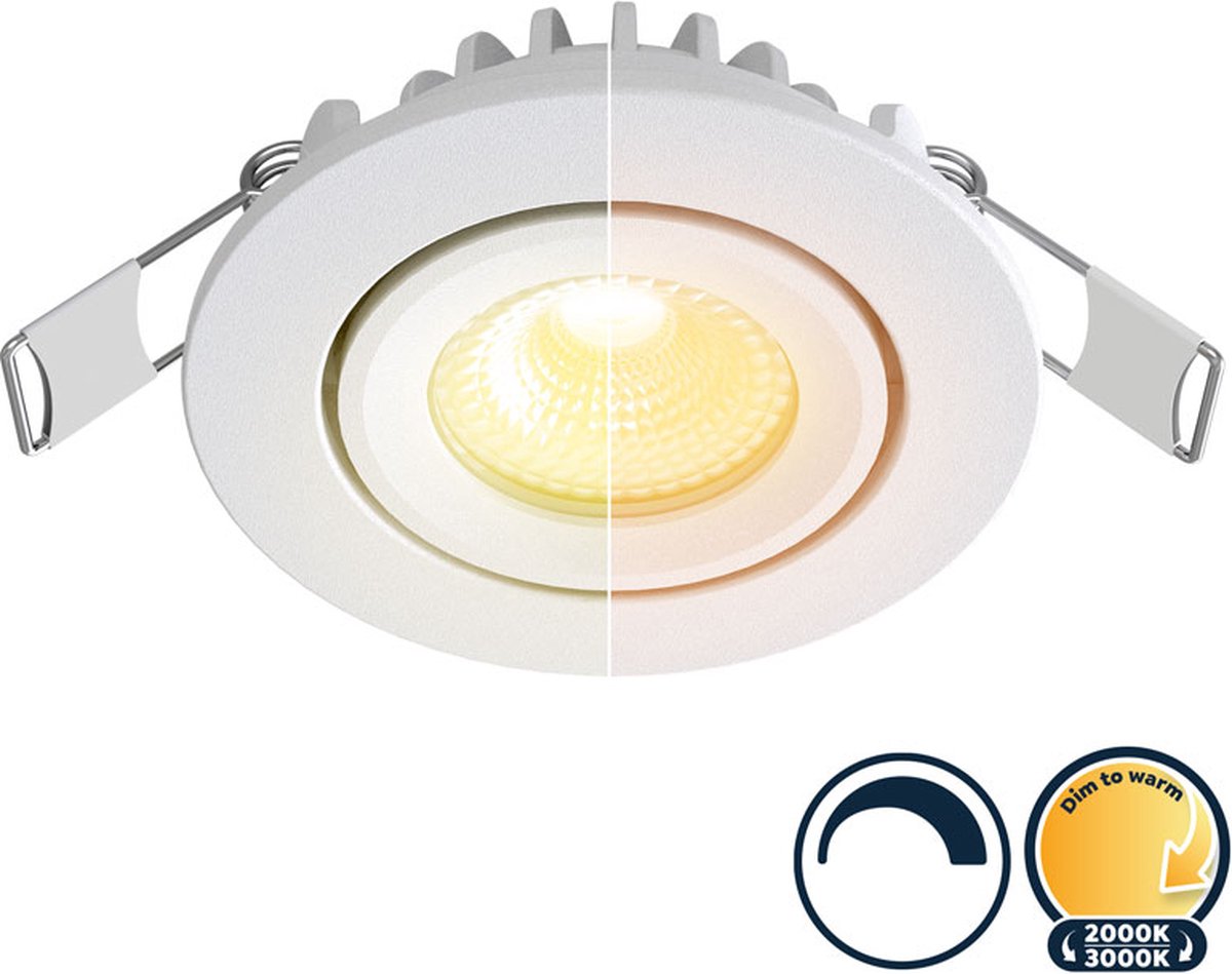 Led inbouwspot dimbaar, ondiepe inbouw, IP54, dim to warm, wit, klein ...
