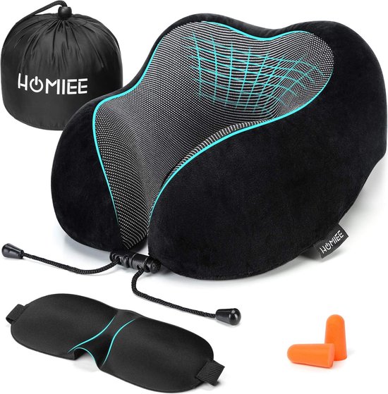 HOMIEE Memory Foam Reiskussen, Reiskussen Traagschuim, U-Vormig Nekkussen, Reiskussen... | bol