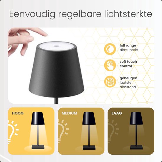 Tafellamp Op Batterijen - Oplaadbaar En Dimbaar - Moderne Touch Lamp ...