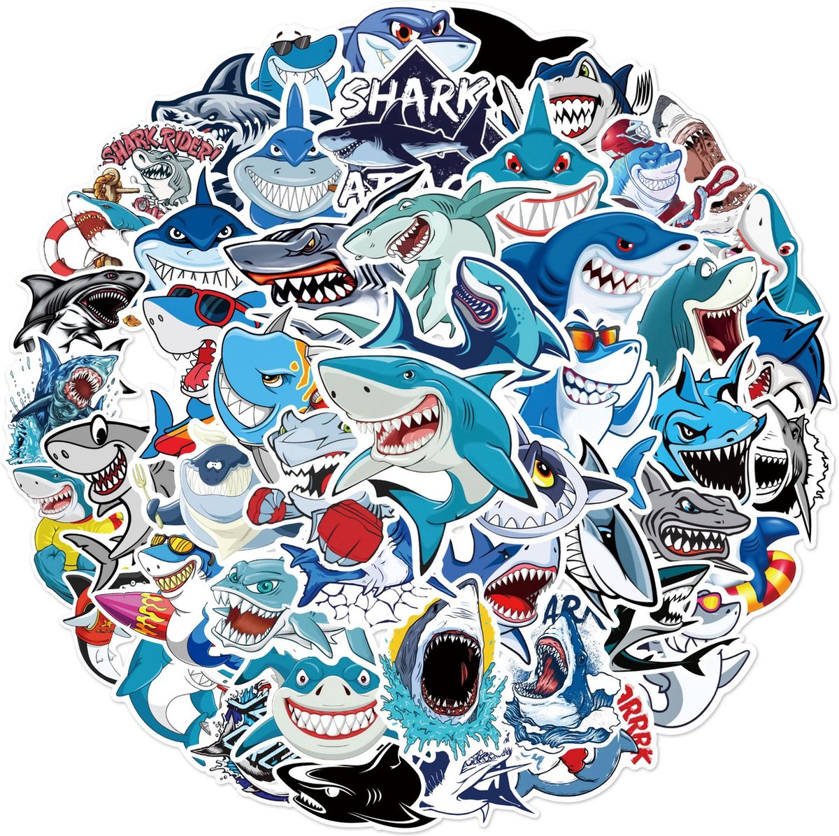 Coole Stickers met Haaien - 50 Laptopstickers 5x6CM - Dieren/Vissen ...