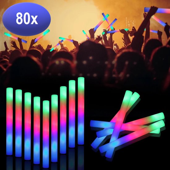 80x led foam sticks - multicolor LED - Glow party sticks - tot 8 ...