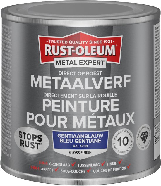 Rust-Oleum Metal Expert Direct Op Roest Metaal Verf 250ml - RAL 5010 | bol