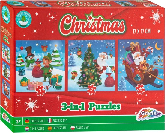 Kerstpuzzels 3 in 1, 3 kerstpuzzels, puzzel, kerst, puzzels, puzzelen | bol