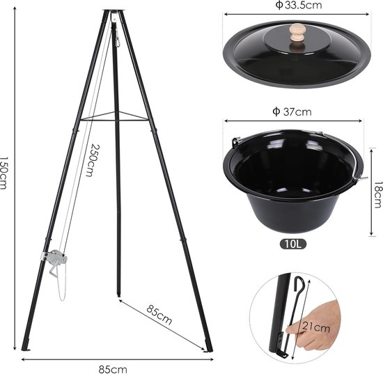 10 l goulashketel met driepoot, originele Hongaarse goulashketel ...