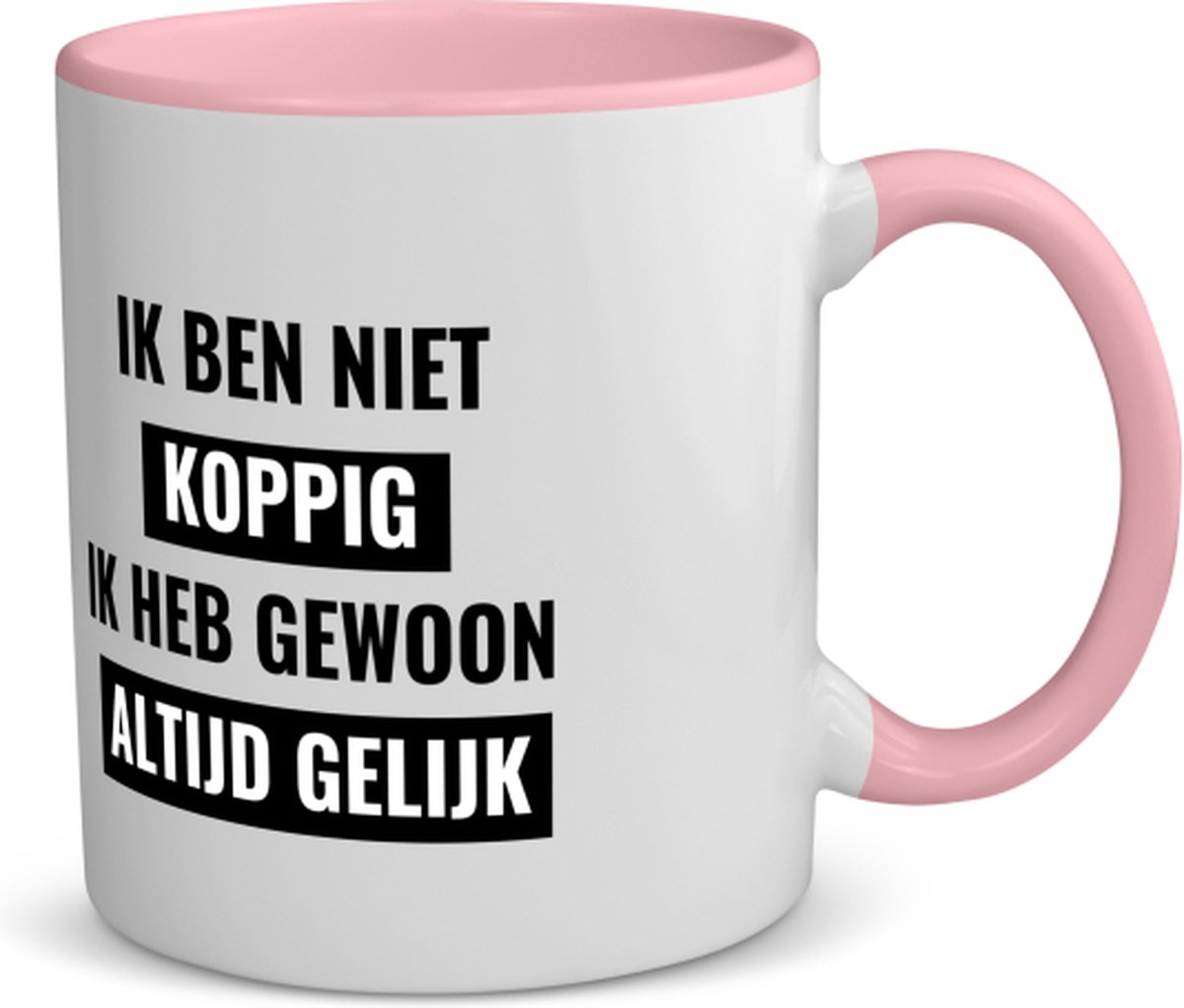 Akyol - ik ben niet koppig ik heb gewoon altijd gelijk koffiemok - theemok - roze -... | bol.com