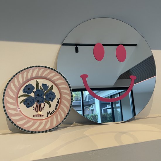 Hi Smiley spiegel - Big - Pink | bol.com