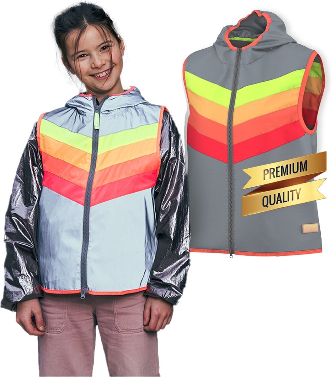 Gofluo - Fluohesje Kind Darkflow - Veiligheidshesje - Reflecterend ...