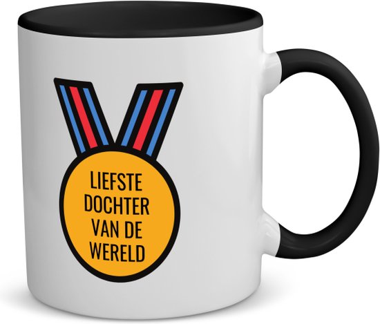 Akyol - liefste dochter van de wereld koffiemok - theemok - zwart - Dochter - de... | bol