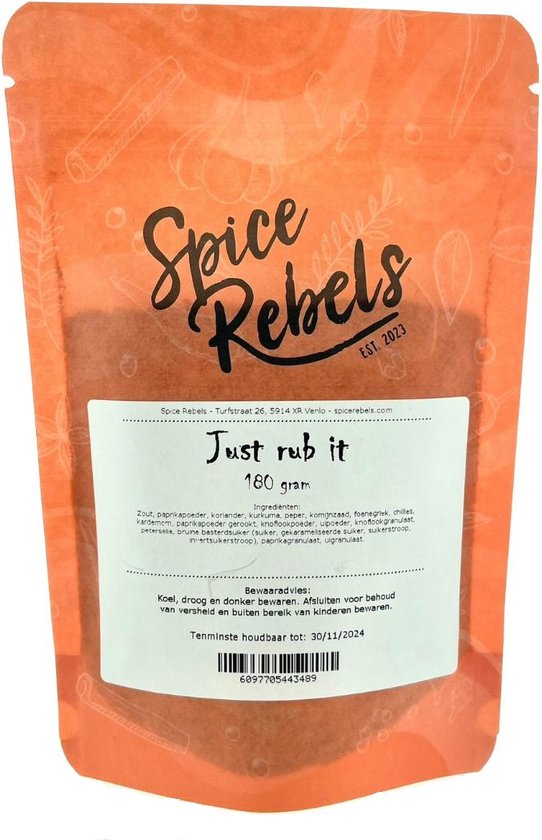 Spice Rebels - Just rub it - Dry Rub Mix - zak 180 gram - Kruidenrub | bol