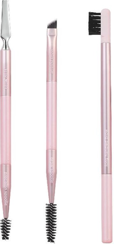 Real Techniques Make-Up Borstel Set Real Techniques Brow Styling Roze 3 ...