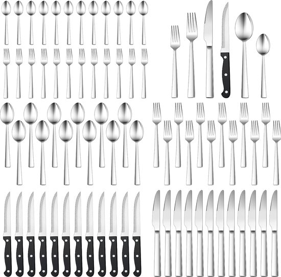 Bestekset 12 personen - 72-delig - Roestvrij staal ...
