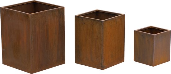 Royal Catering Plantenpot - set van 3 - cortenstaal - rond - roest rood ...