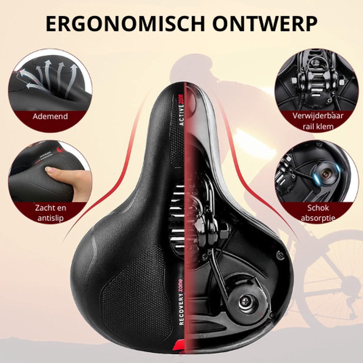 fietszadel voor Dames en Heren - Waterdichte hoes - Ergonomisch ...
