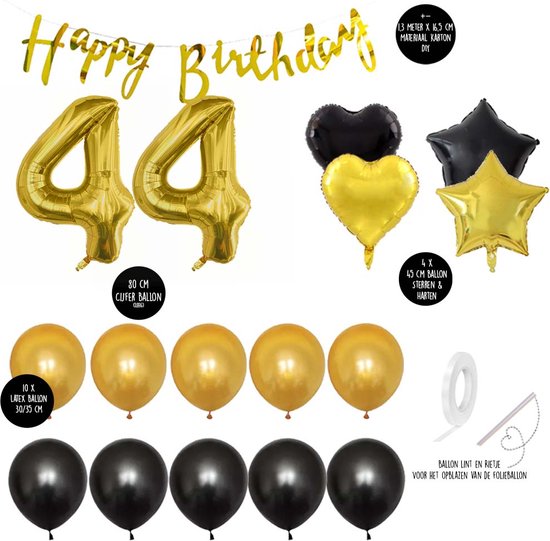 Snoes Ballonnen 44 Jaar Feestpakket – Versiering – Verjaardag Set ...
